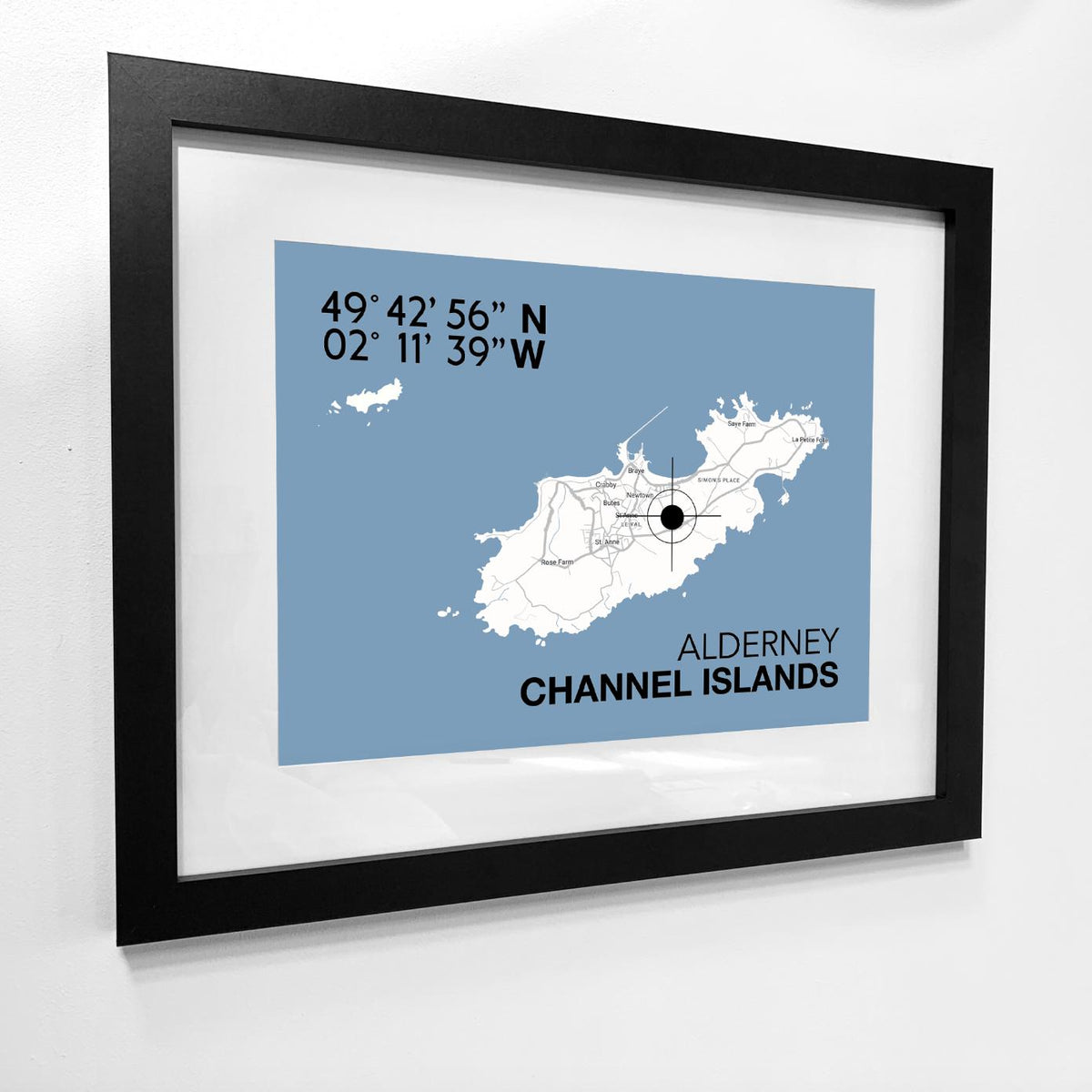 Alderney Landmark Map Seaside Print - Coastal Wall Art by SeaKisses
