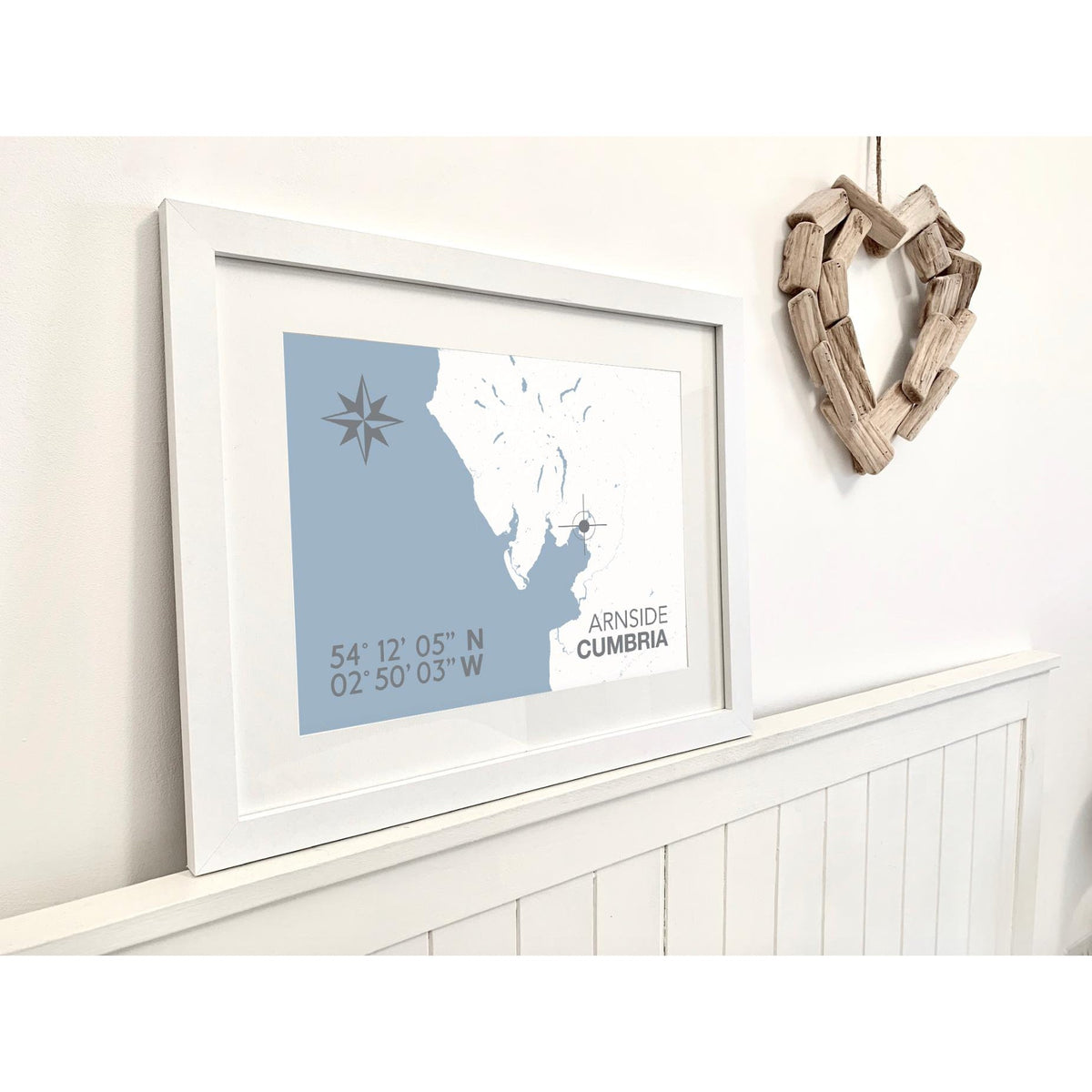 Arnside Nautical Map Typographic Seaside Print - Coastal Wall Art ...
