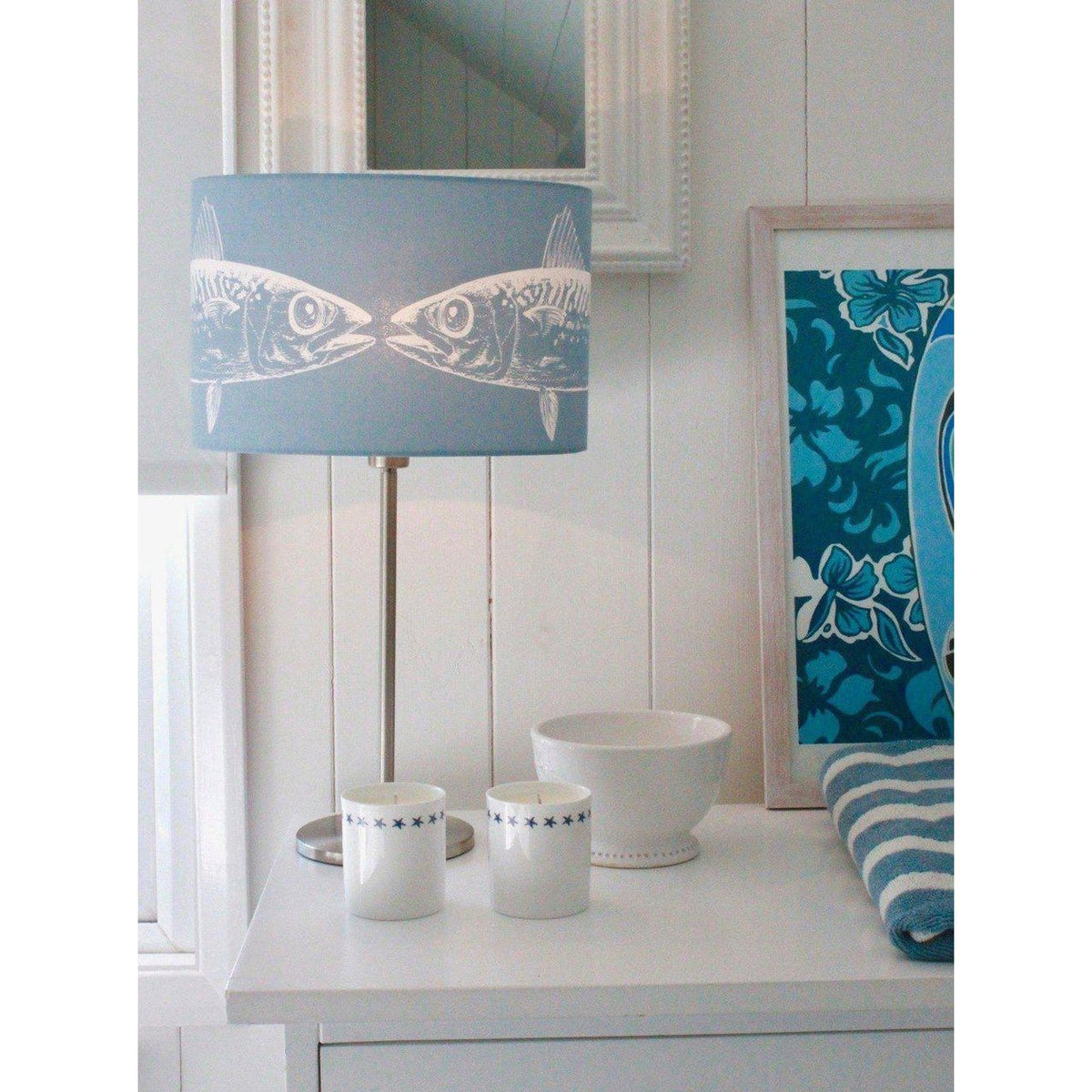 Blue Kissing Fish Lamp Shade Large - Coastal Home & Gift by SeaKisses