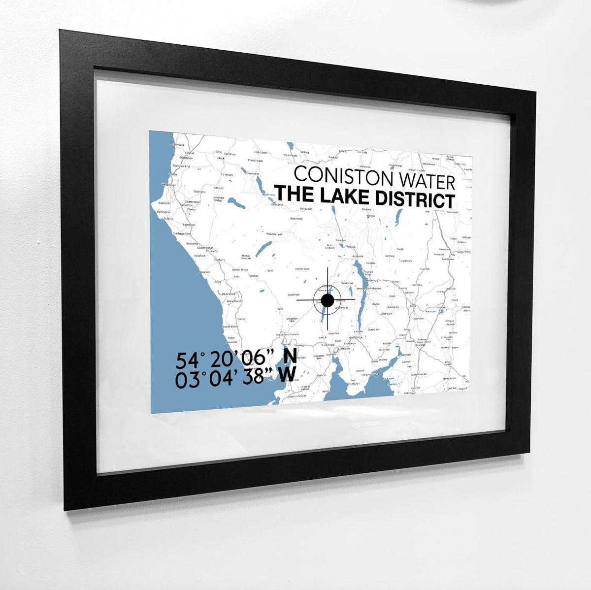 Coniston Water Landmark Map Typographic Seaside Print - Coastal Wall ...