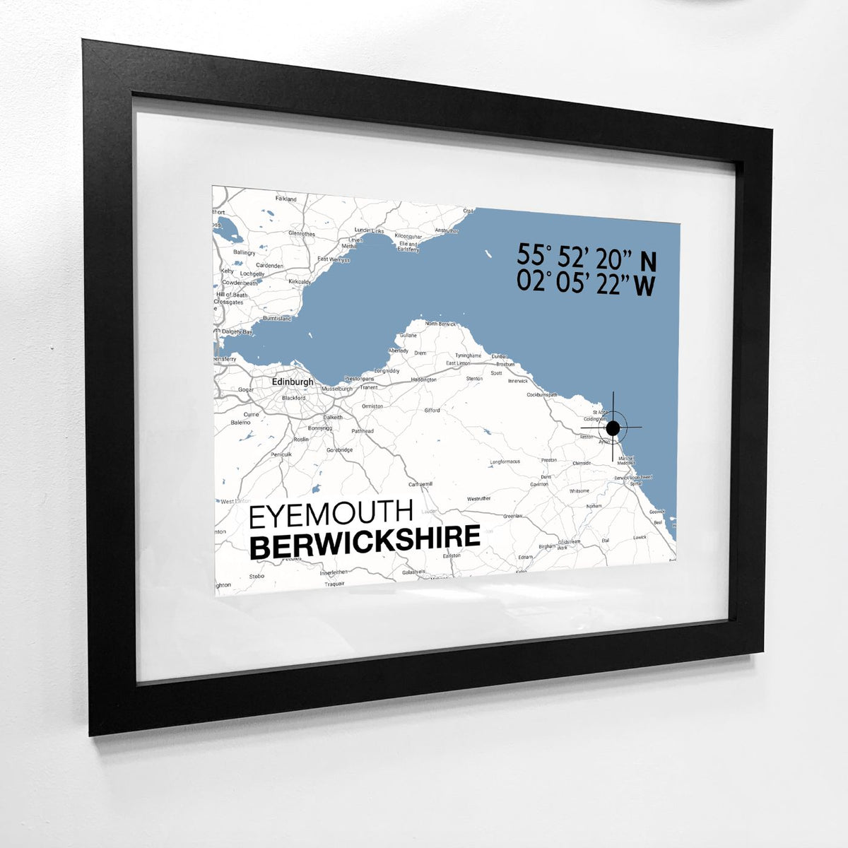 Eyemouth Landmark Map Typographic Seaside Print - Coastal Wall Art ...