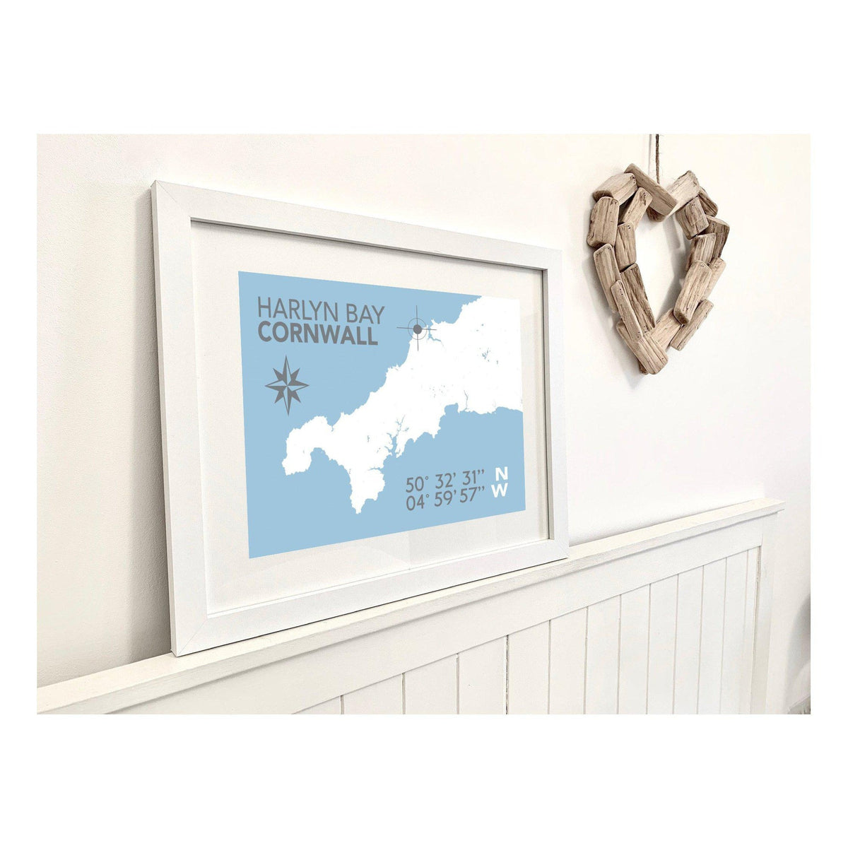Harlyn Bay Map Travel Print- Coastal Wall Art /Poster by SeaKisses