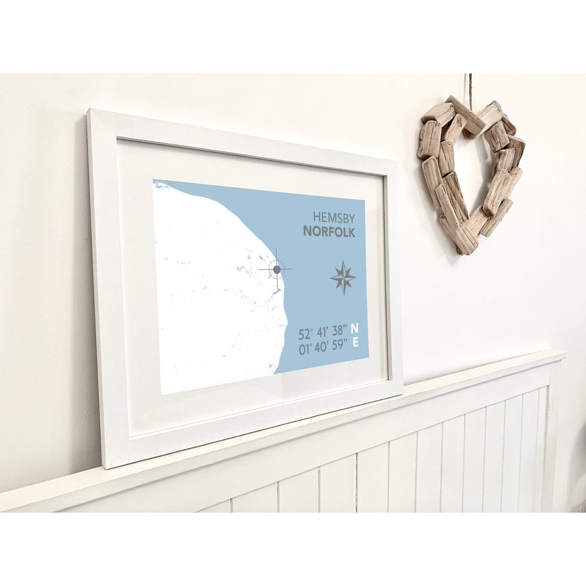 Hemsby Map Travel Print- Coastal Wall Art /Poster by SeaKisses