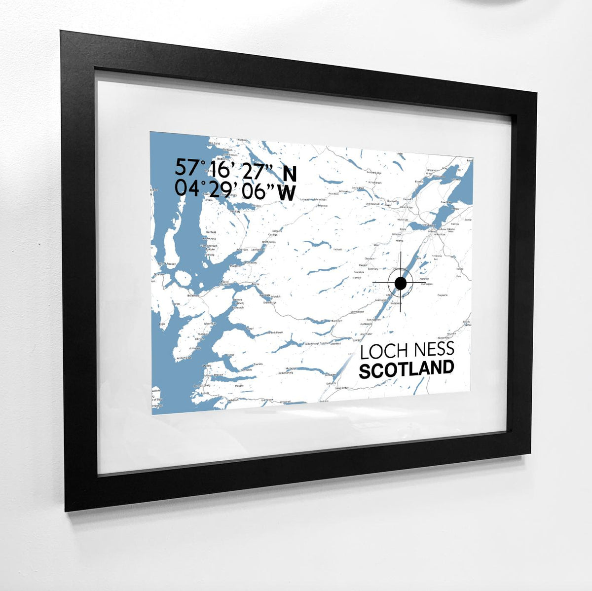 Loch Ness Landmark Map Typographic Seaside Print - Coastal Wall Art ...