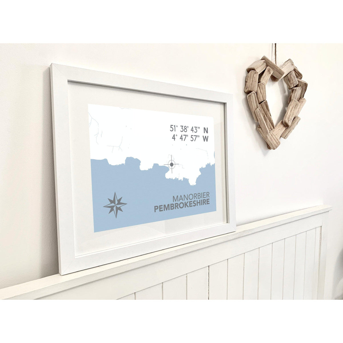 Manorbier Nautical Map Seaside Print - Coastal Wall Art by SeaKisses