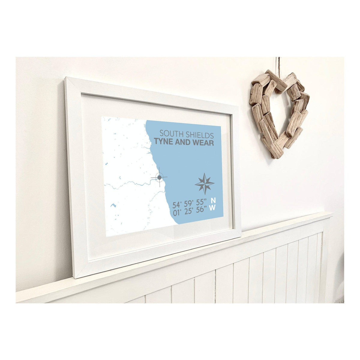 South Shields Map Travel Print - Coastal Wall Art /Poster by SeaKisses