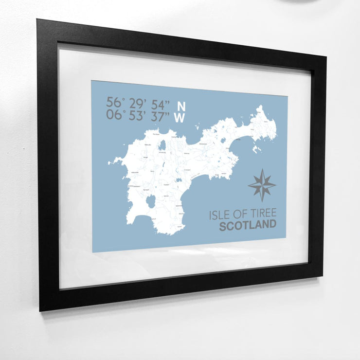 The Beaches of Tiree Map Travel Print- Coastal Wall Art by SeaKisses