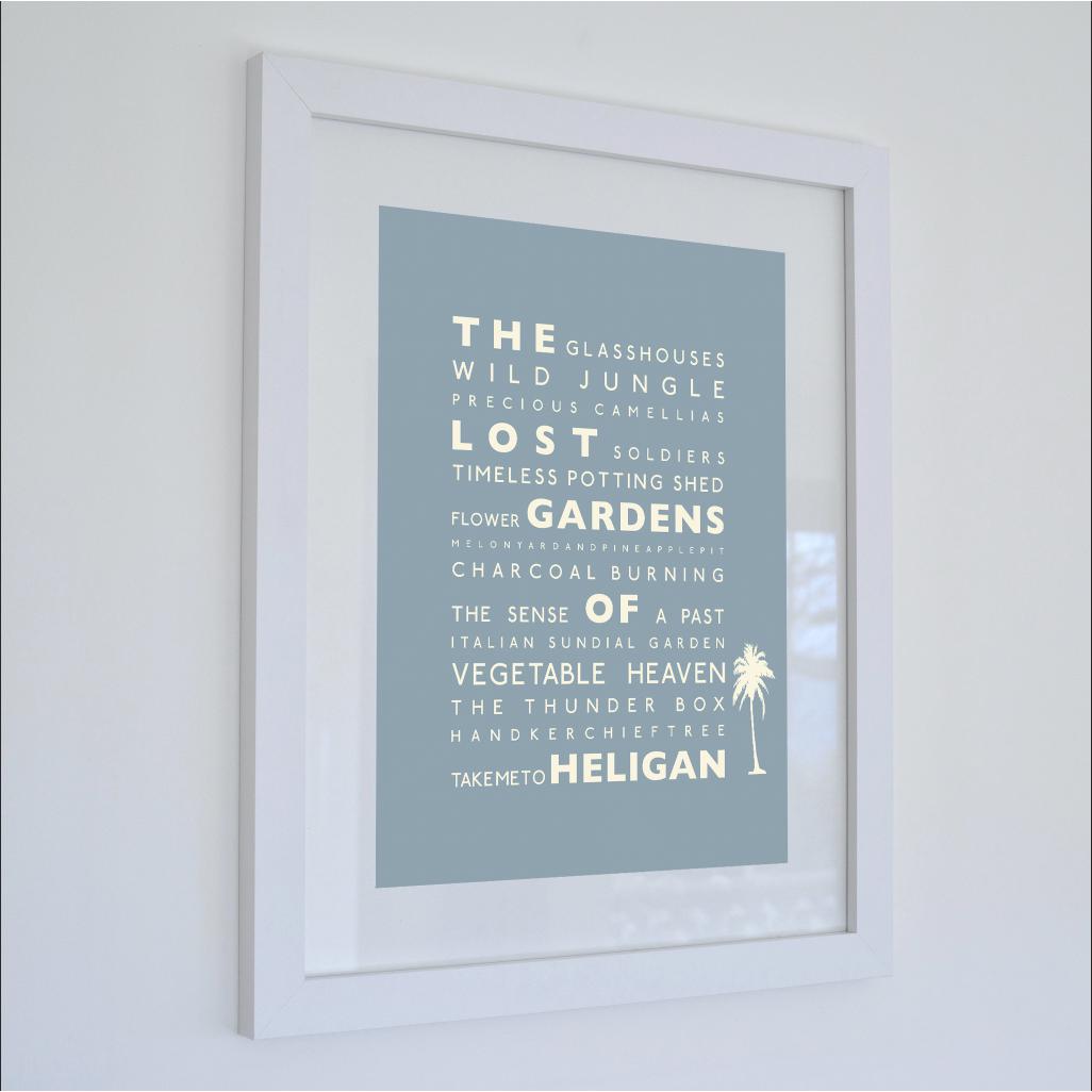 The Lost Gardens of Heligan Typographic Travel Print /Poster by SeaKisses