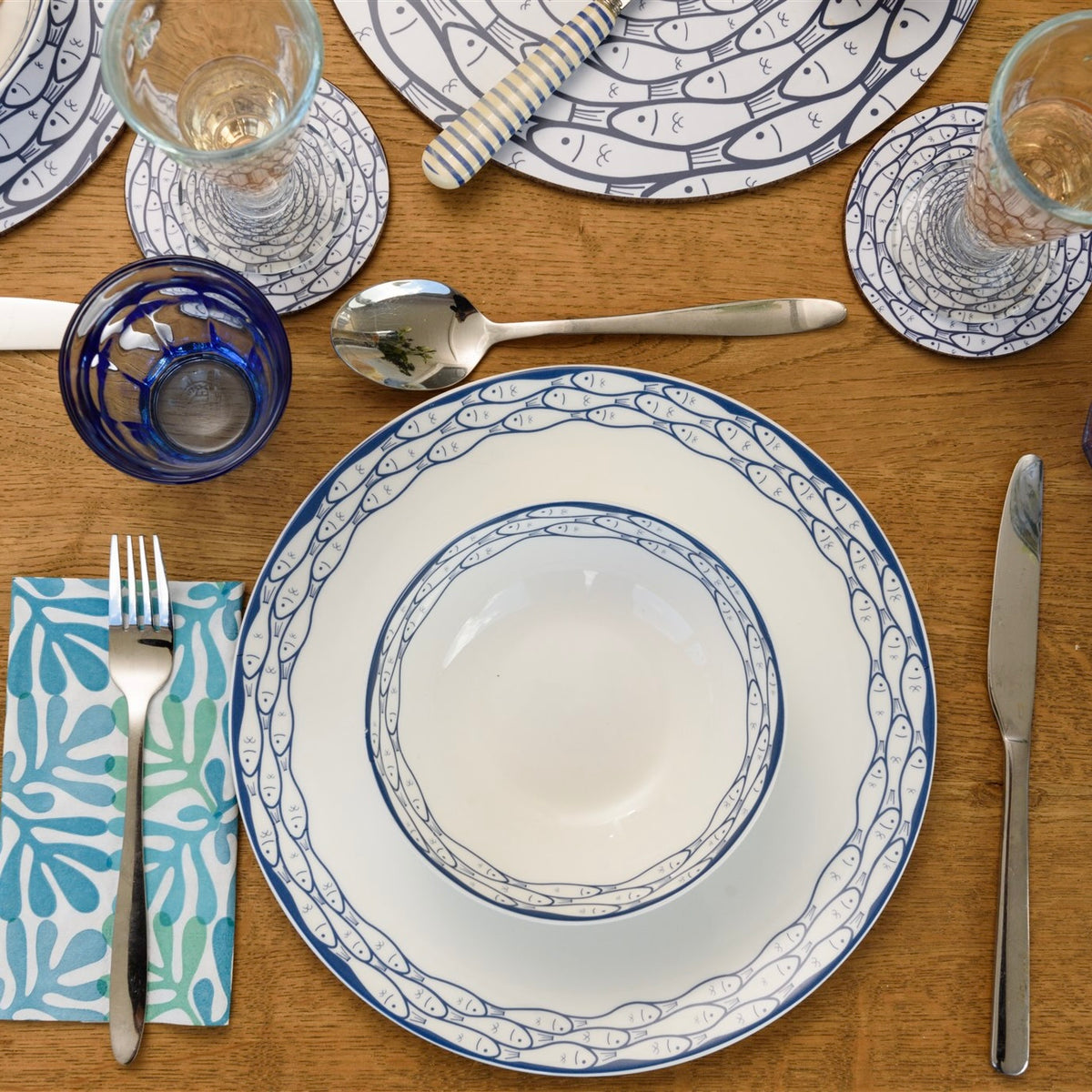 Pilchard Pool Plate, Fine Bone China, Blue & White Design by SeaKisses